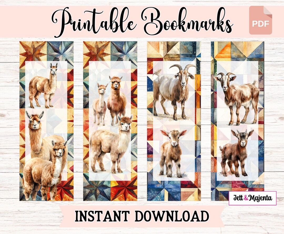 Goats and Alpacas Printable Bookmarks, Farmhouse Inspired Rustic ...