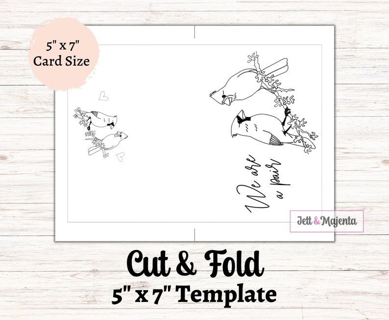 Cardinal Pair Line Art Greeting Card: Anniversary Love Note (digital ...