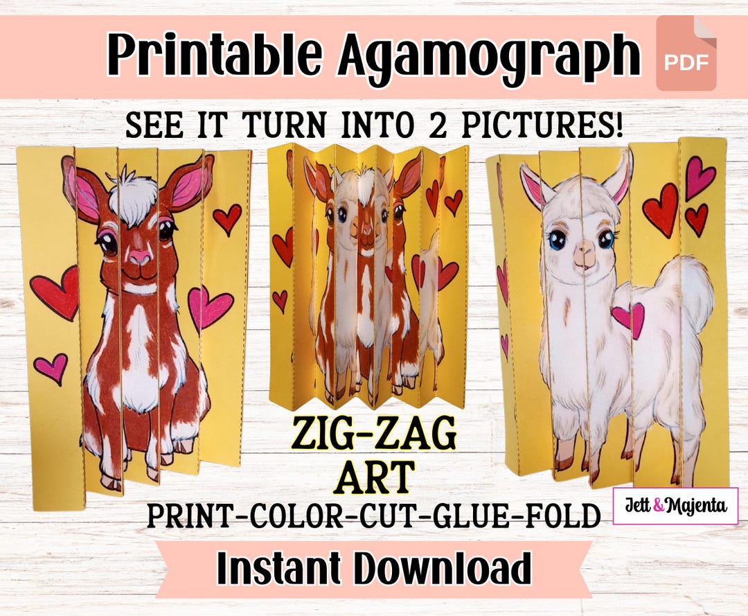 Llama Agamograph Printable: 3D Optical Illusion Paper Craft (digital ...