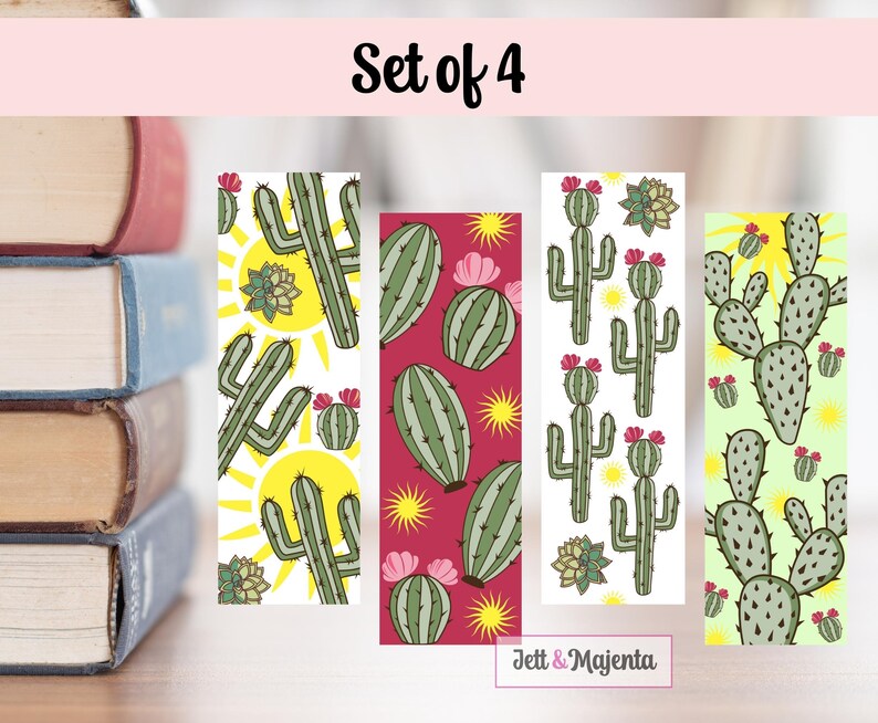 Desert Cactus Printable Bookmarks Set of 4 Downloadable - Etsy
