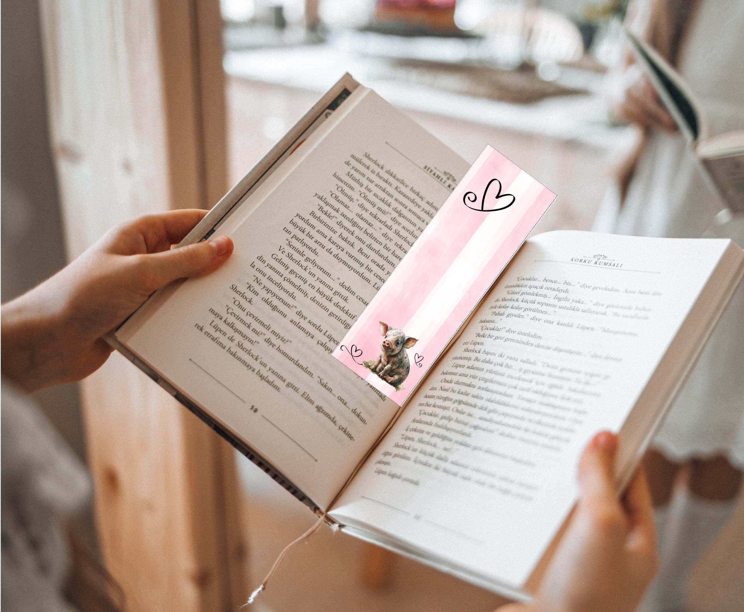 Cute Pink Pigs Printable Bookmarks, Set of 4 Downloadable Bookmarks ...