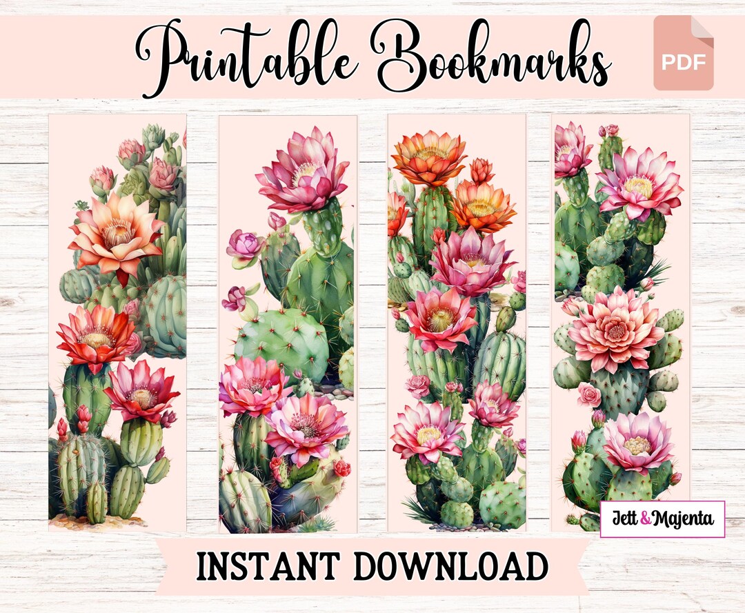 Desert Cactus Instant Download Bookmarks | Set of 4 Printable Bookmarks ...
