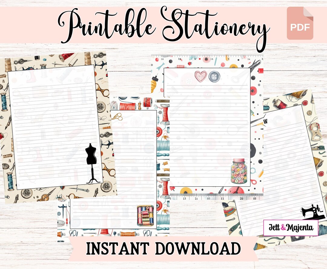 Sewing Themed Printable Writing Paper | Instant Download Printable ...
