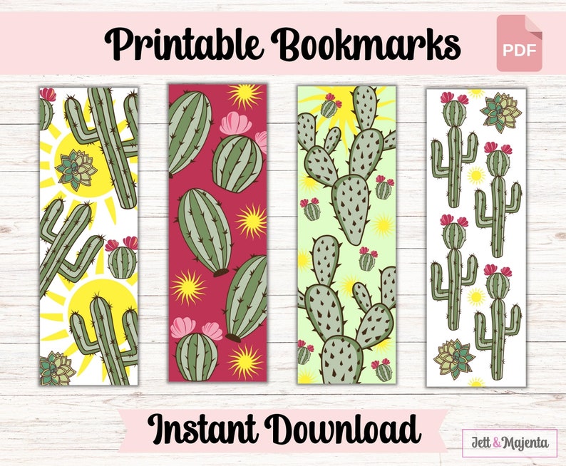 Desert Cactus Printable Bookmarks Set of 4 Downloadable - Etsy