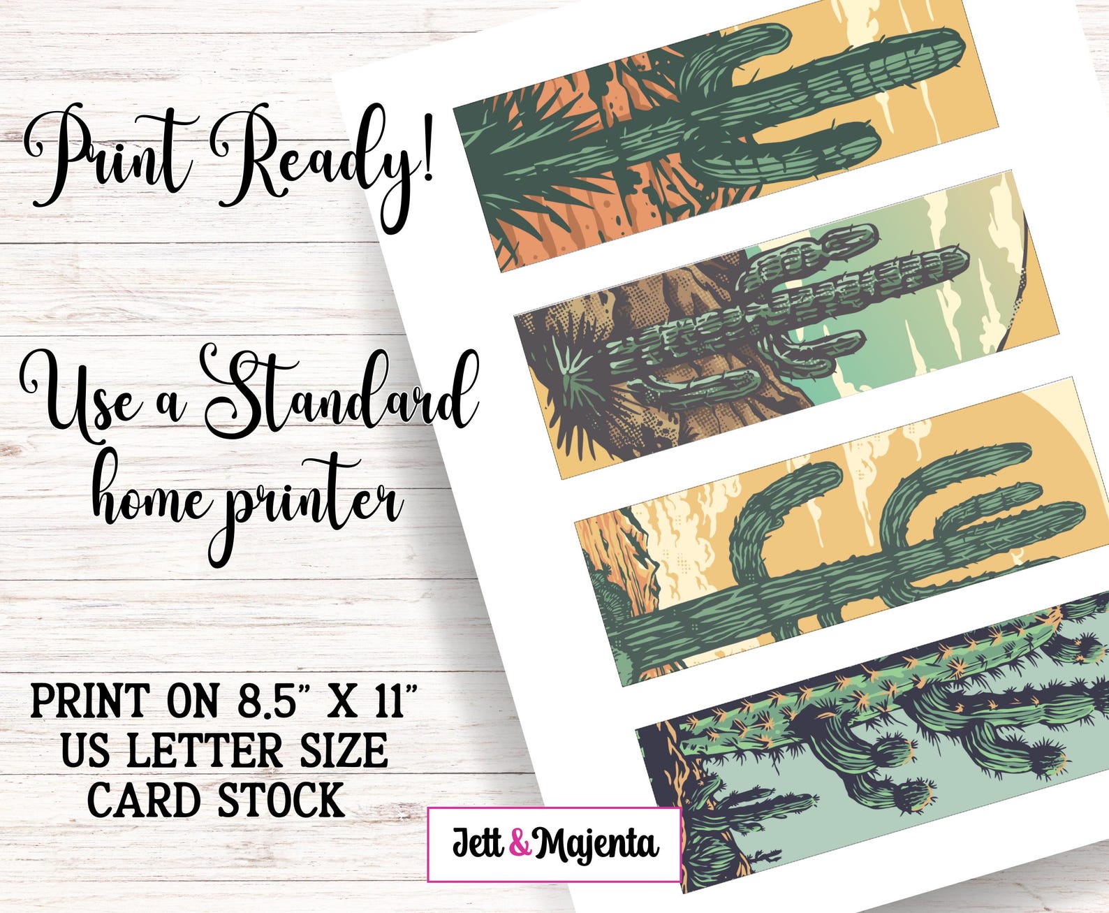 Desert Cactus Printable Bookmarks: Retro Plant Lover Gift (PDF) - Etsy