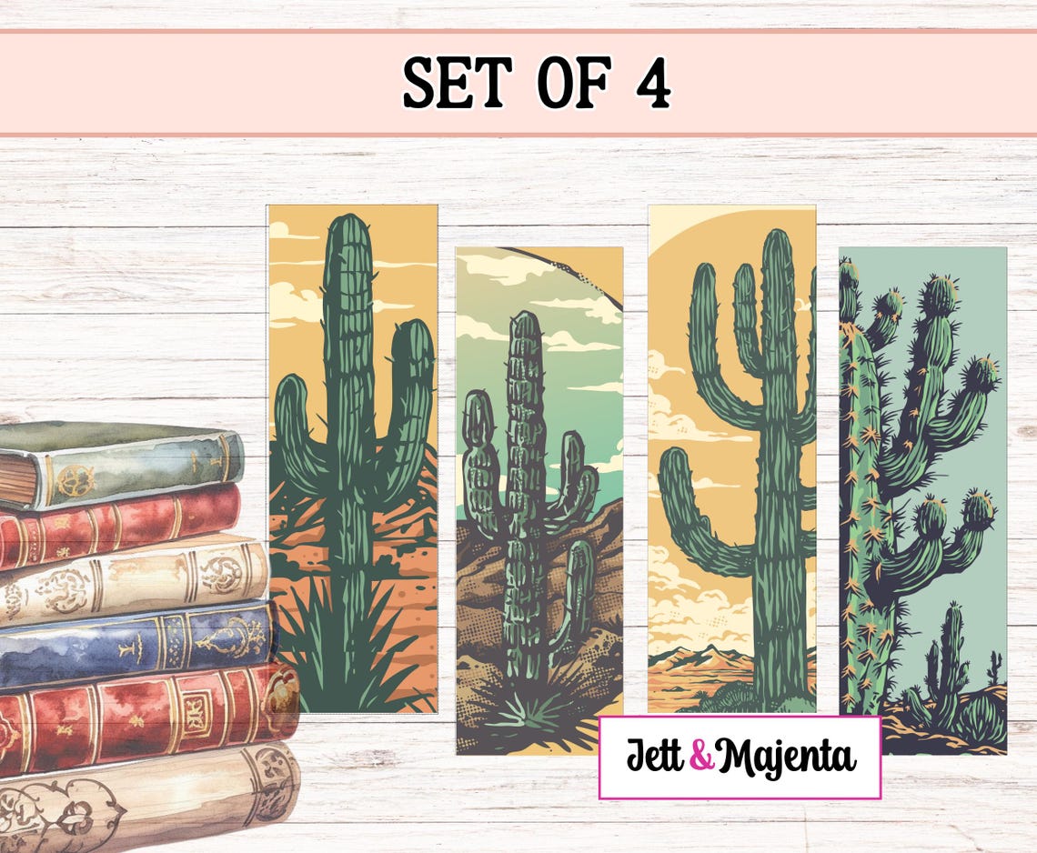 Desert Cactus Printable Bookmarks: Retro Plant Lover Gift (PDF) - Etsy
