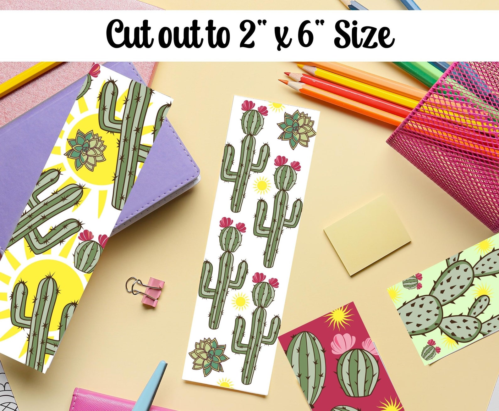 Desert Cactus Printable Bookmarks Set of 4 Downloadable - Etsy