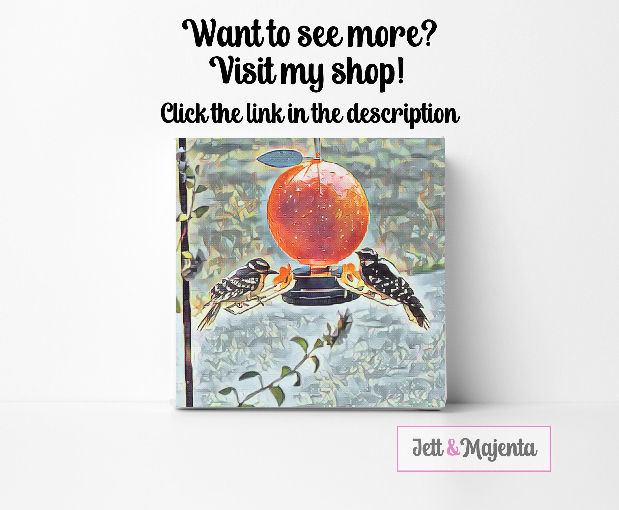 Downy Woodpeckers at the Oriole Feeder Wall Art Birdwatcher - Etsy