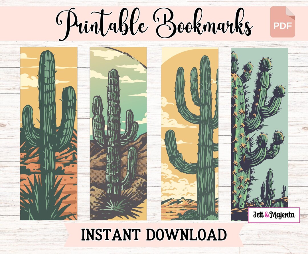 Desert Cactus Printable Bookmarks: Retro Plant Lover Gift (PDF) - Etsy
