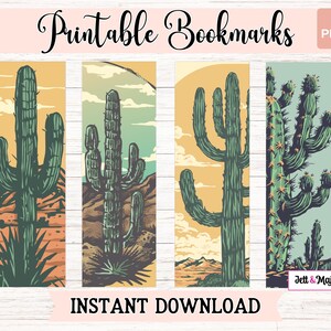 Desert Cactus Printable Bookmarks: Retro Plant Lover Gift (PDF) - Etsy