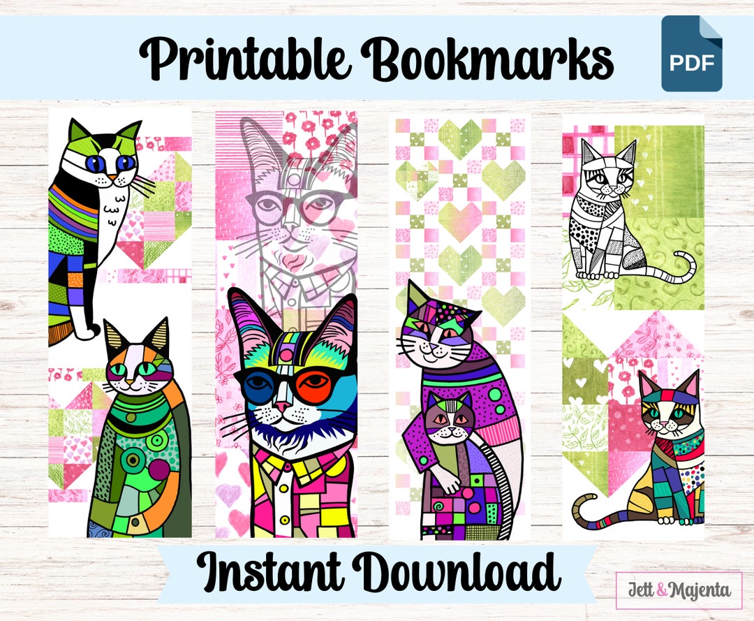 Cats & Quilts Printable Bookmarks Instant Download Bookmarks Cute ...