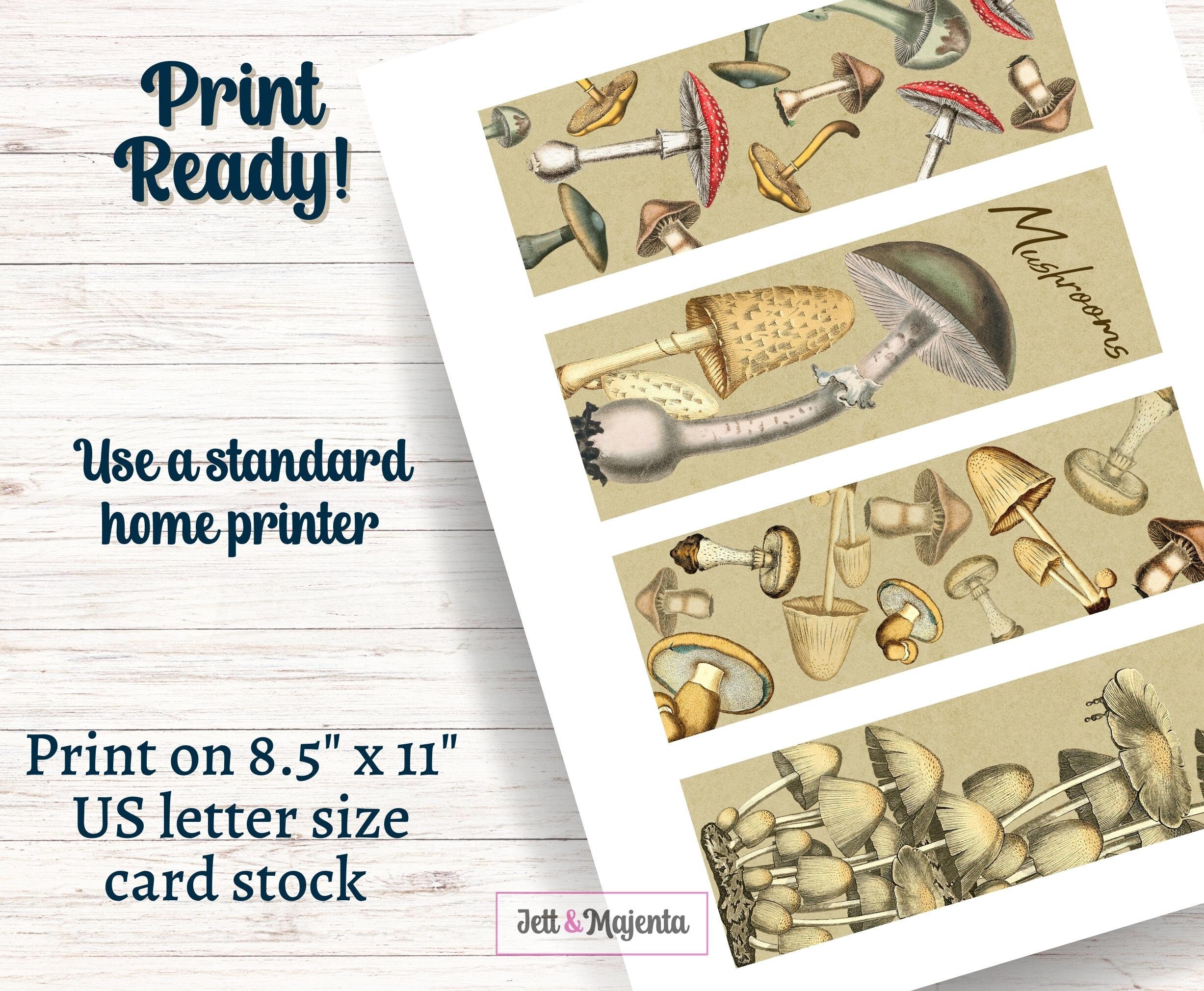 Mushroom Bookmarks Set of 4 Downloadable Bookmarks Instant Download ...