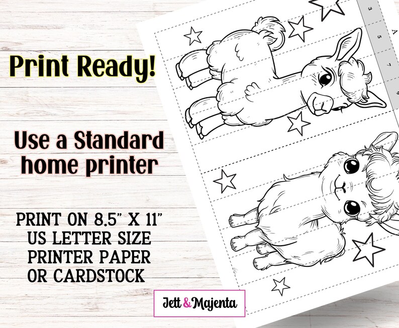 Llama Agamograph Printable: Kids' Coloring & Scissor Skills Craft ...