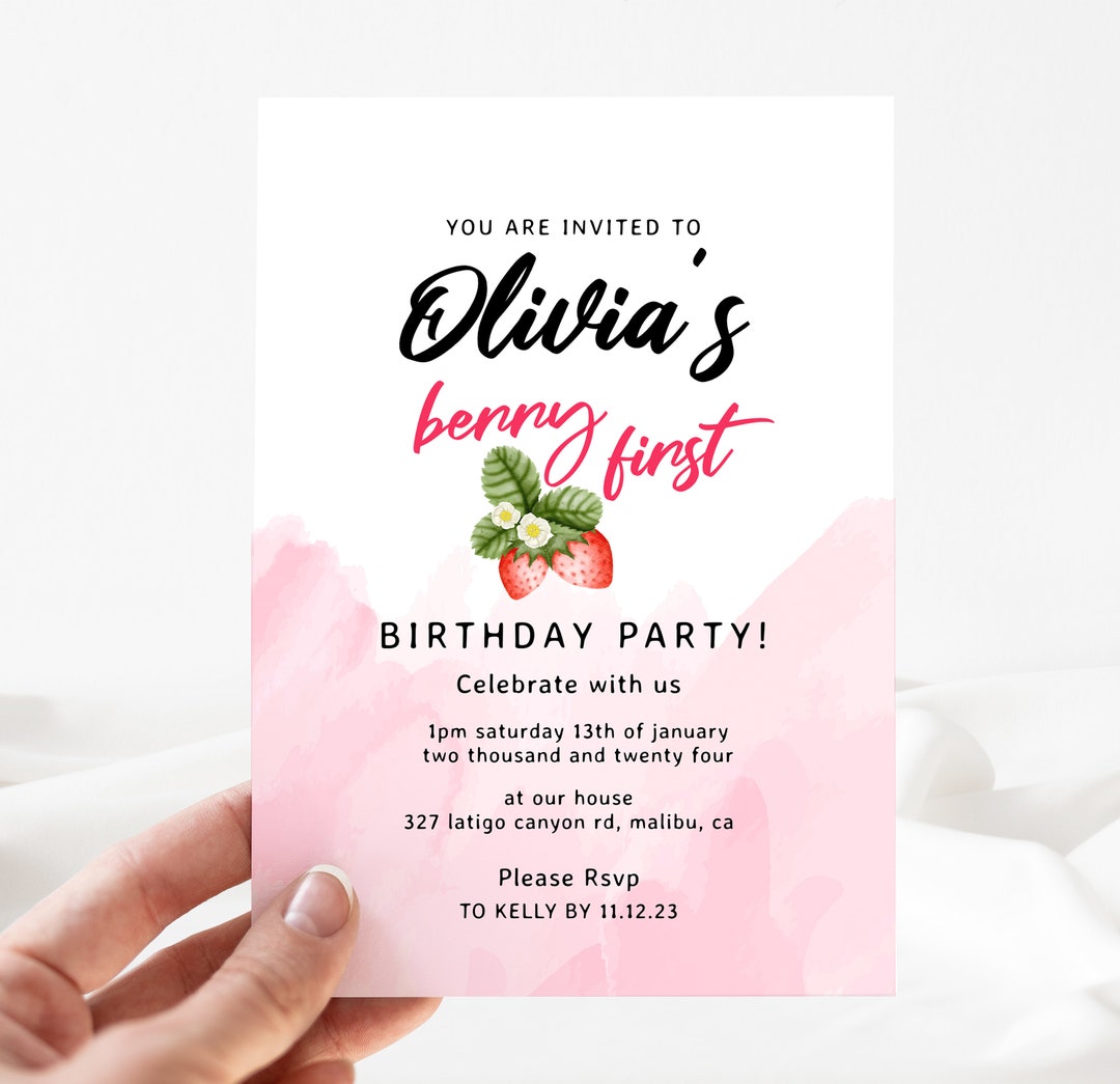 Editable Berry Invitation, Berry Digital Invite, Digital Editable ...