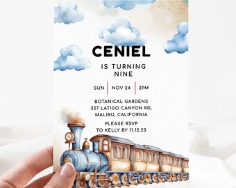 Train Birthday Invitation, Train Birthday Party Invites, Printable ...