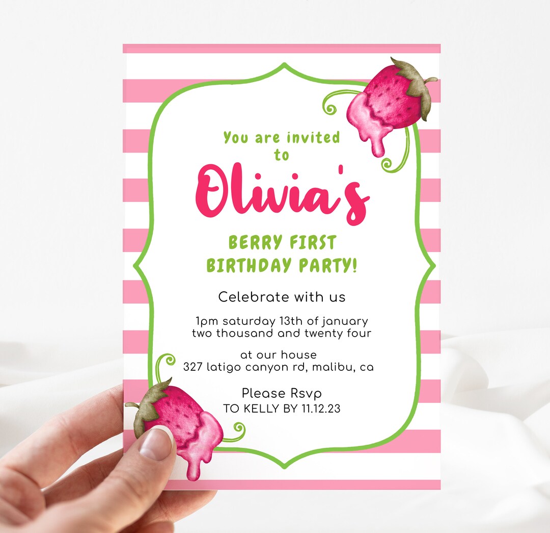 Editable Berry Invitation, Berry Digital Invite, Digital Editable ...