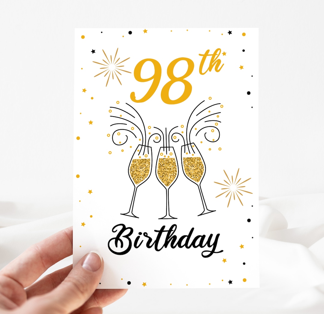 Funny Birthday Card, 98th Happy Birthday Card, 98th Birthday Card ...