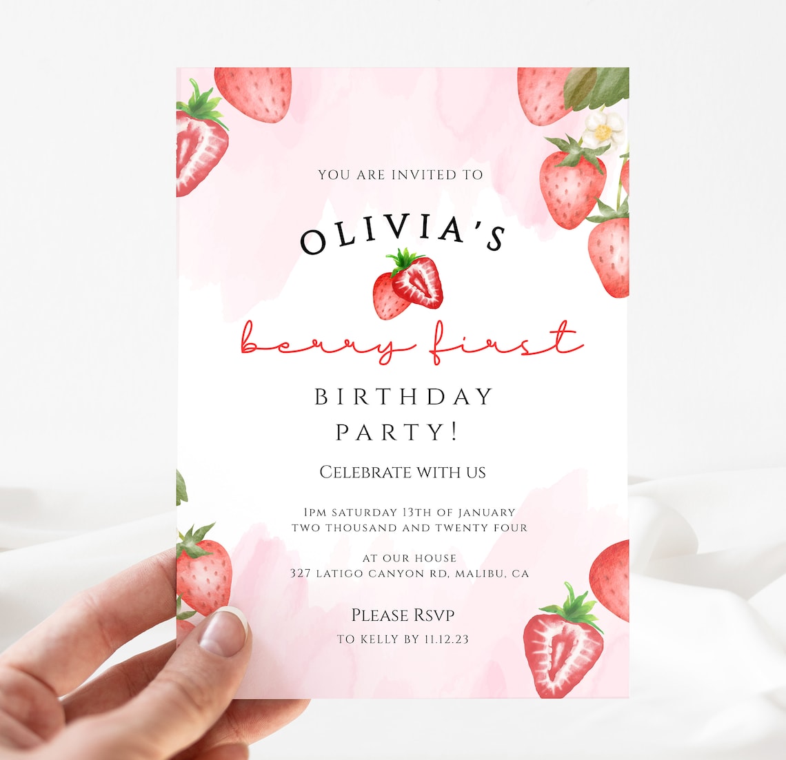 Editable Berry Invitation, Berry Digital Invite, Digital Editable ...