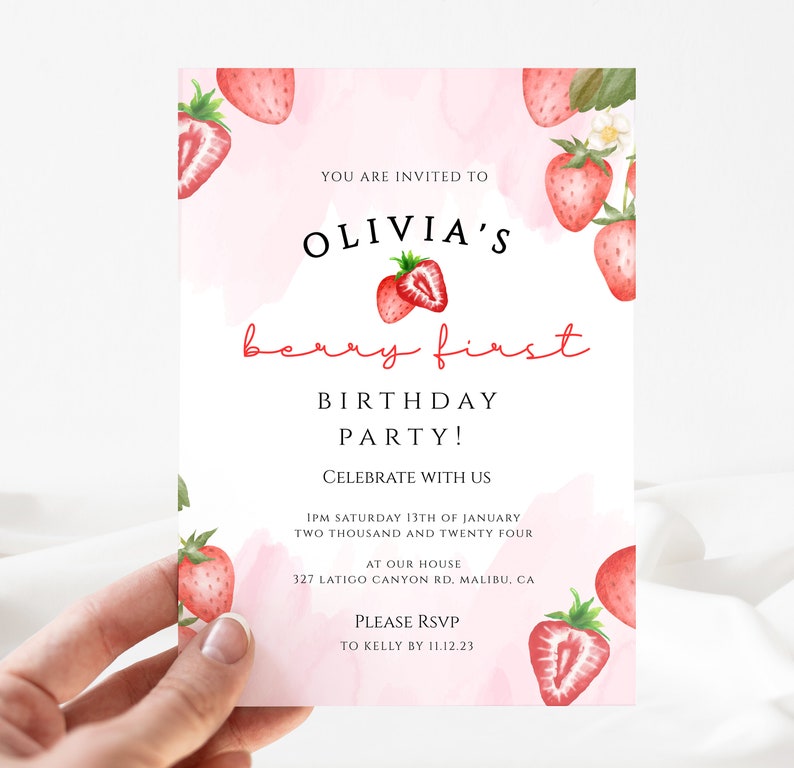 Editable Berry Invitation, Berry Digital Invite, Digital Editable ...