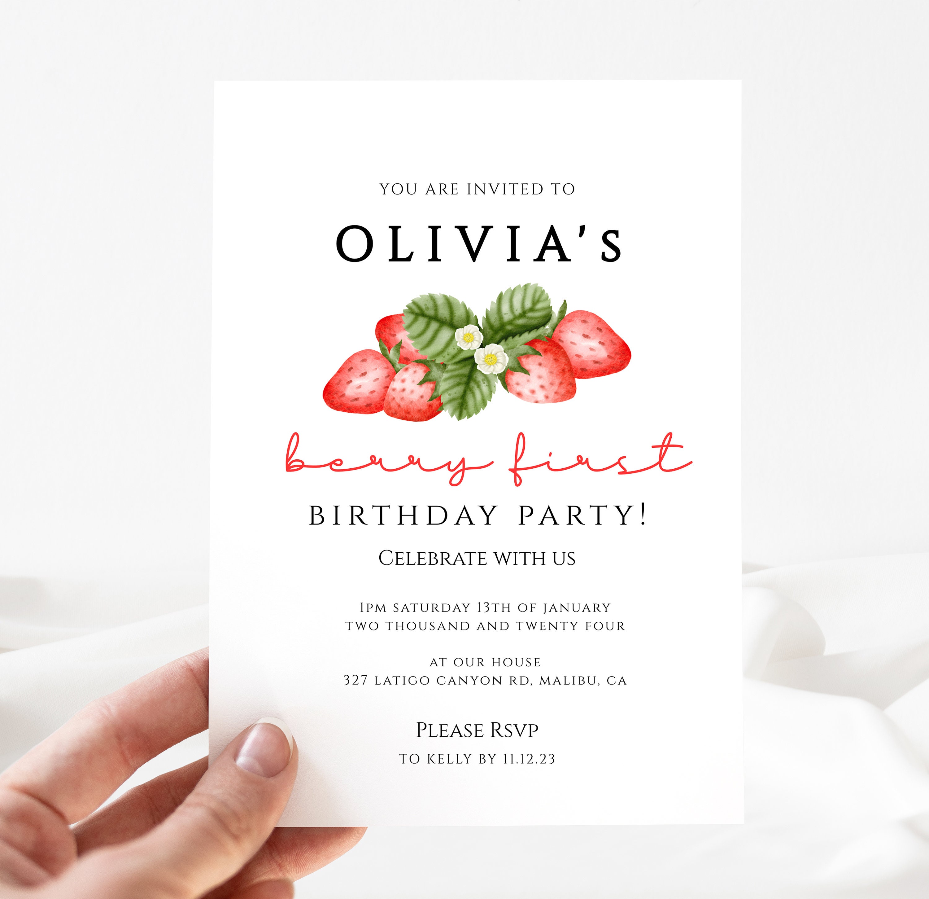Editable Berry Invitation, Berry Digital Invite, Digital Editable ...