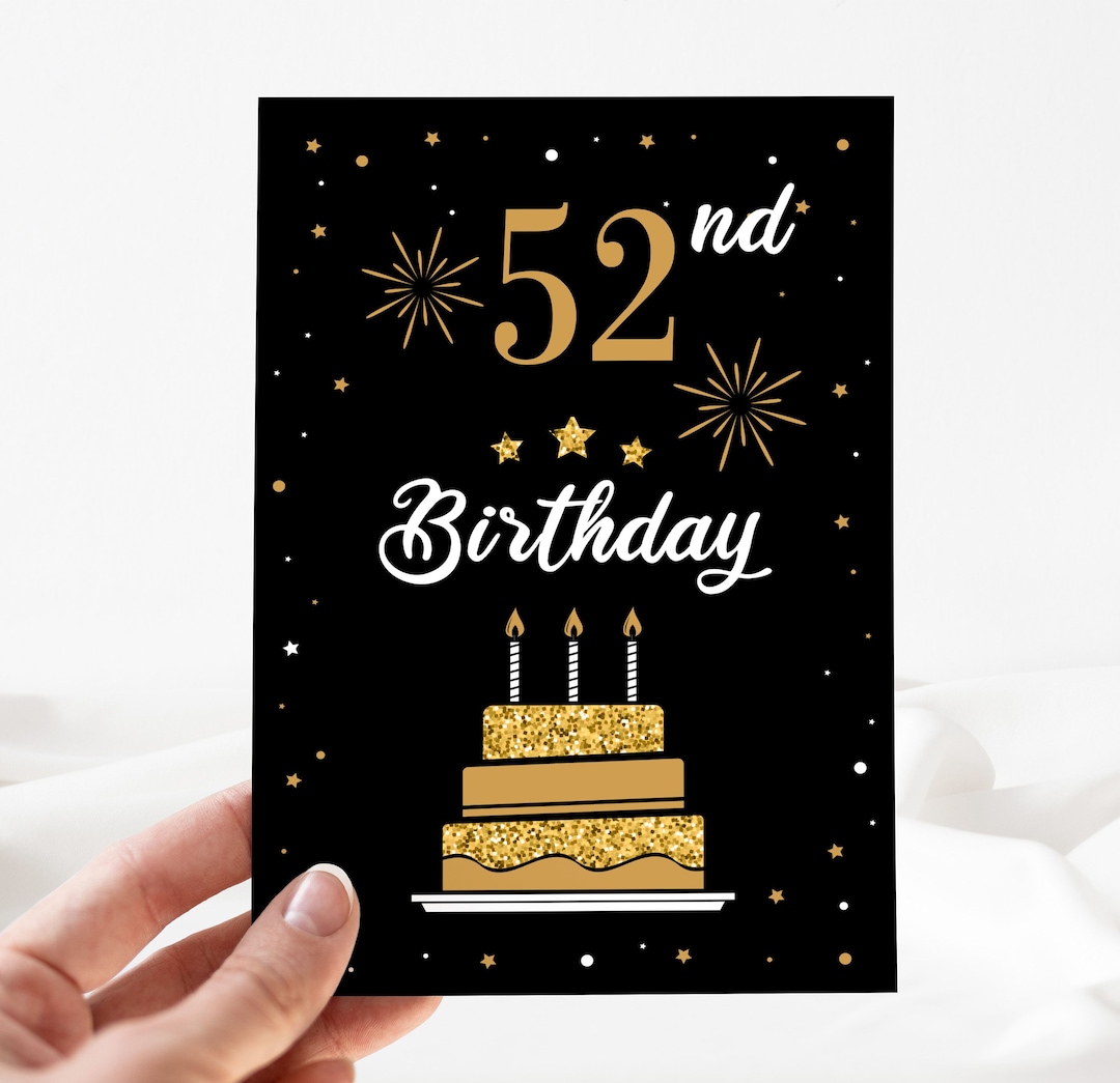 Funny Birthday Card, 52th Happy Birthday Card, 52th Birthday Card ...