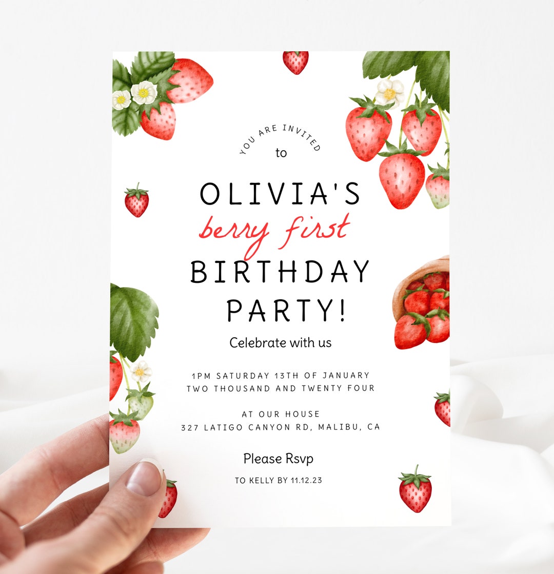 Editable Berry Invitation, Berry Digital Invite, Digital Editable ...