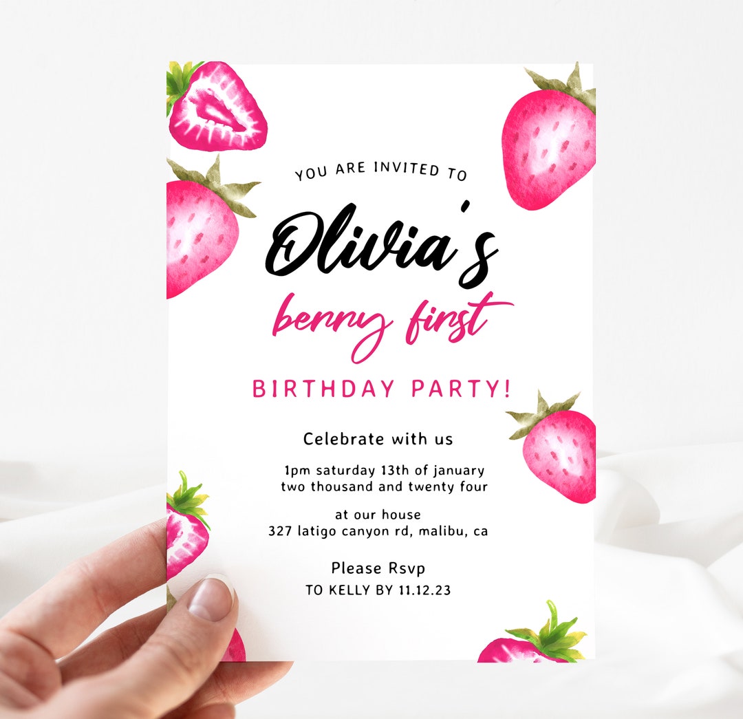 Editable Berry Invitation, Berry Digital Invite, Digital Editable ...
