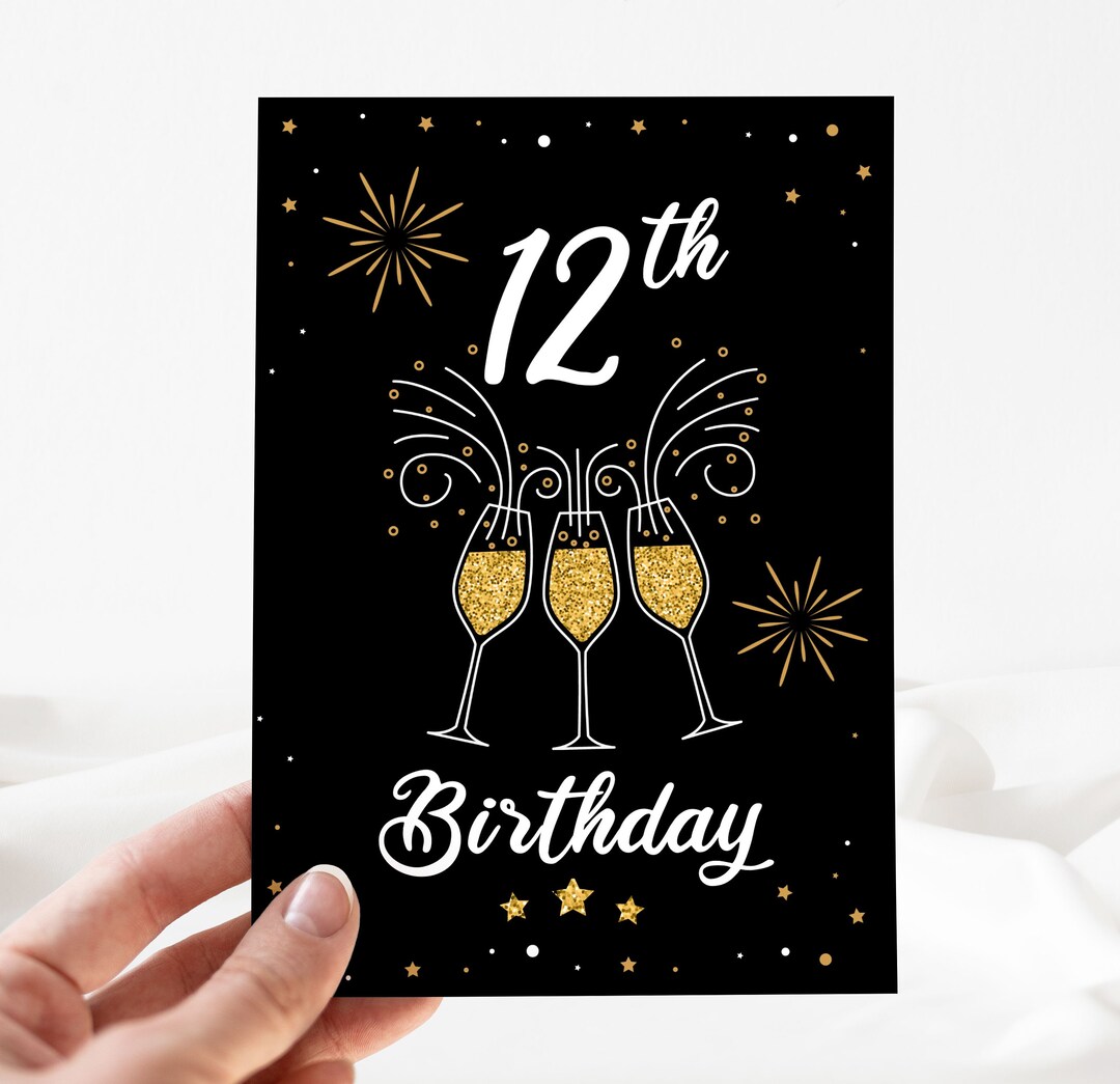 Funny Birthday Card,12th Happy Birthday Card, 12th Birthday Card ...