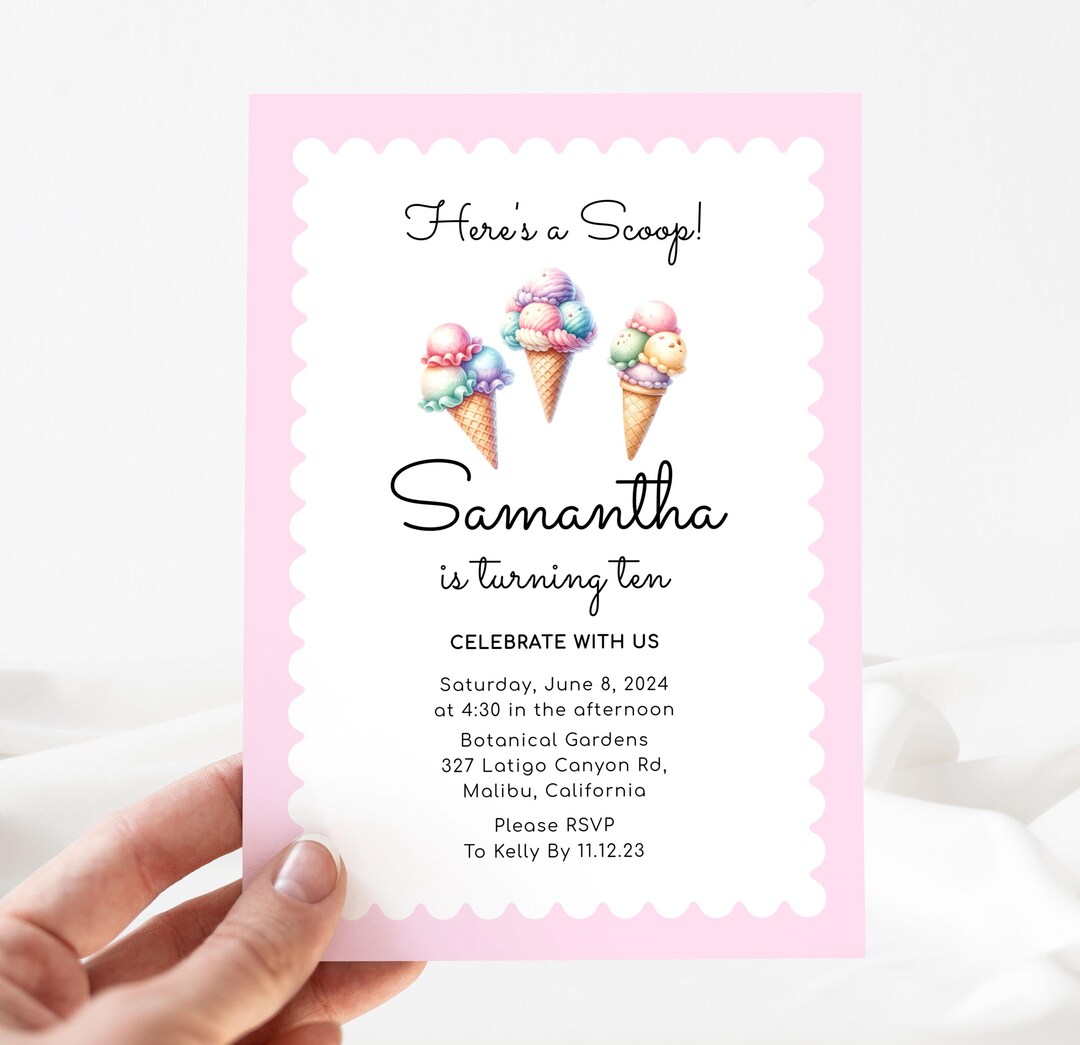 Ice Cream Birthday Invitation, Ice Cream Birthday Party Invites ...
