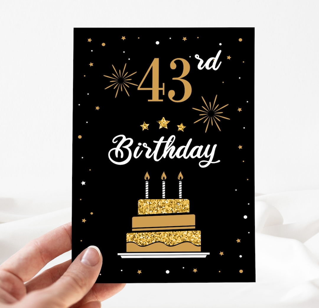 Funny Birthday Card, 43th Happy Birthday Card, 43th Birthday Card ...
