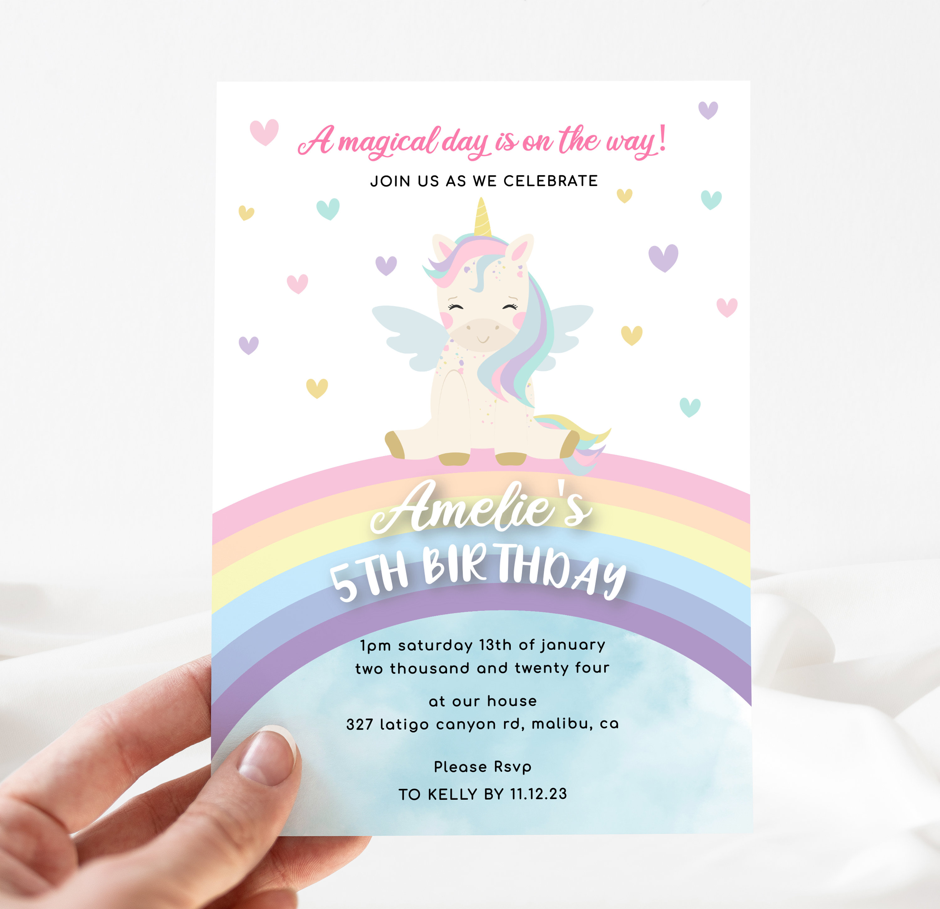 Unicorn Invitation, Unicorn Birthday Party Invite, Magical Unicorn ...