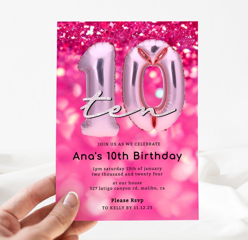 10th Birthday Invitation, Invite for 10th, Editable Birthday, DIY ...