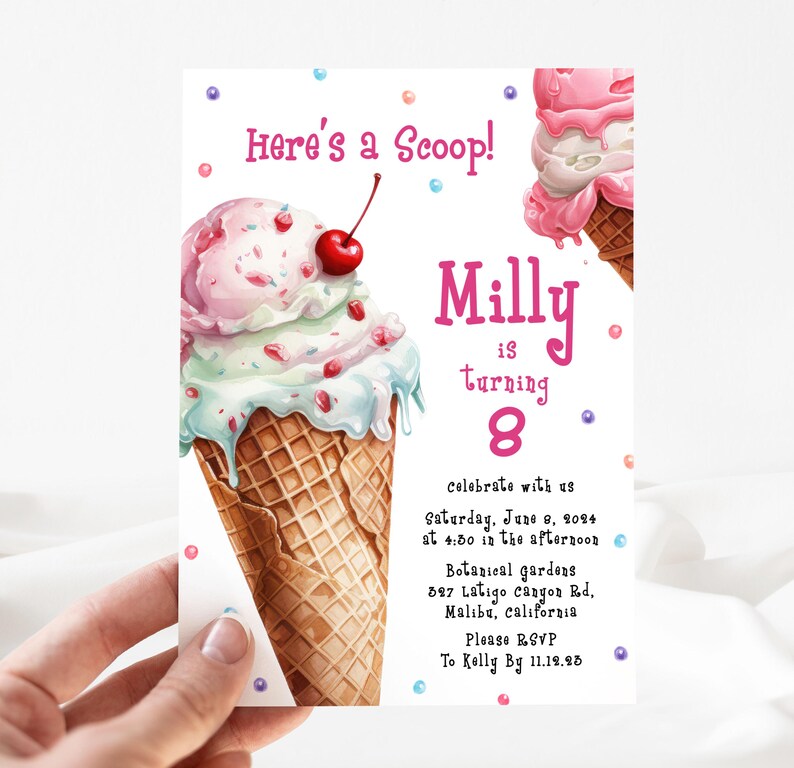 Ice Cream Birthday Invitation, Ice Cream Birthday Party Invites ...