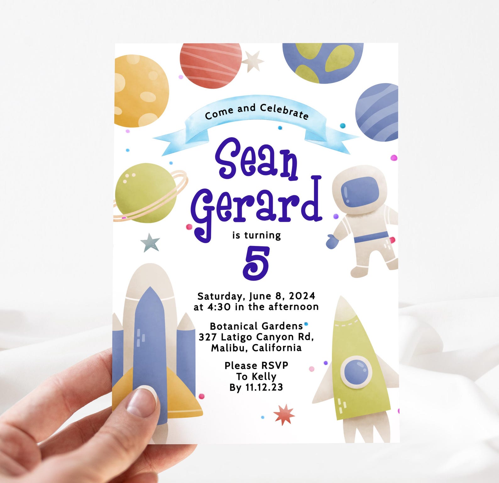 Outer Space Birthday Invitation Template, Planets Astronaut Invite ...
