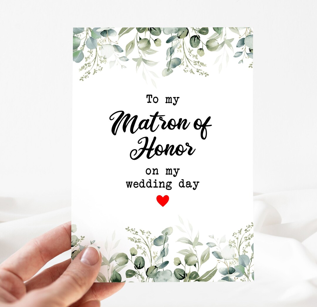 To My Matron of Honor on My Wedding Day Card, Wedding Day Card, Wedding ...