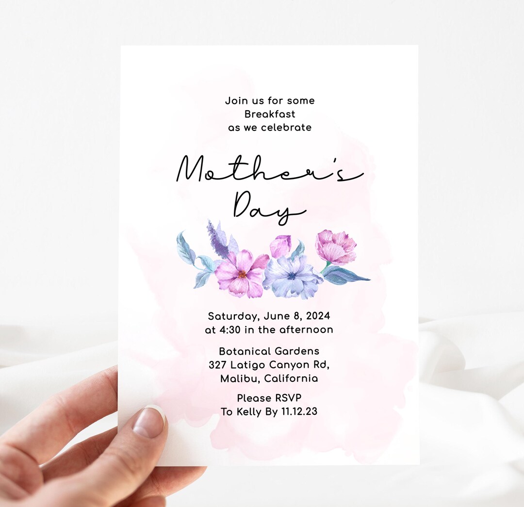 Editable Mothers Day Invitation, Mother's Day Invite, Mothers Day ...