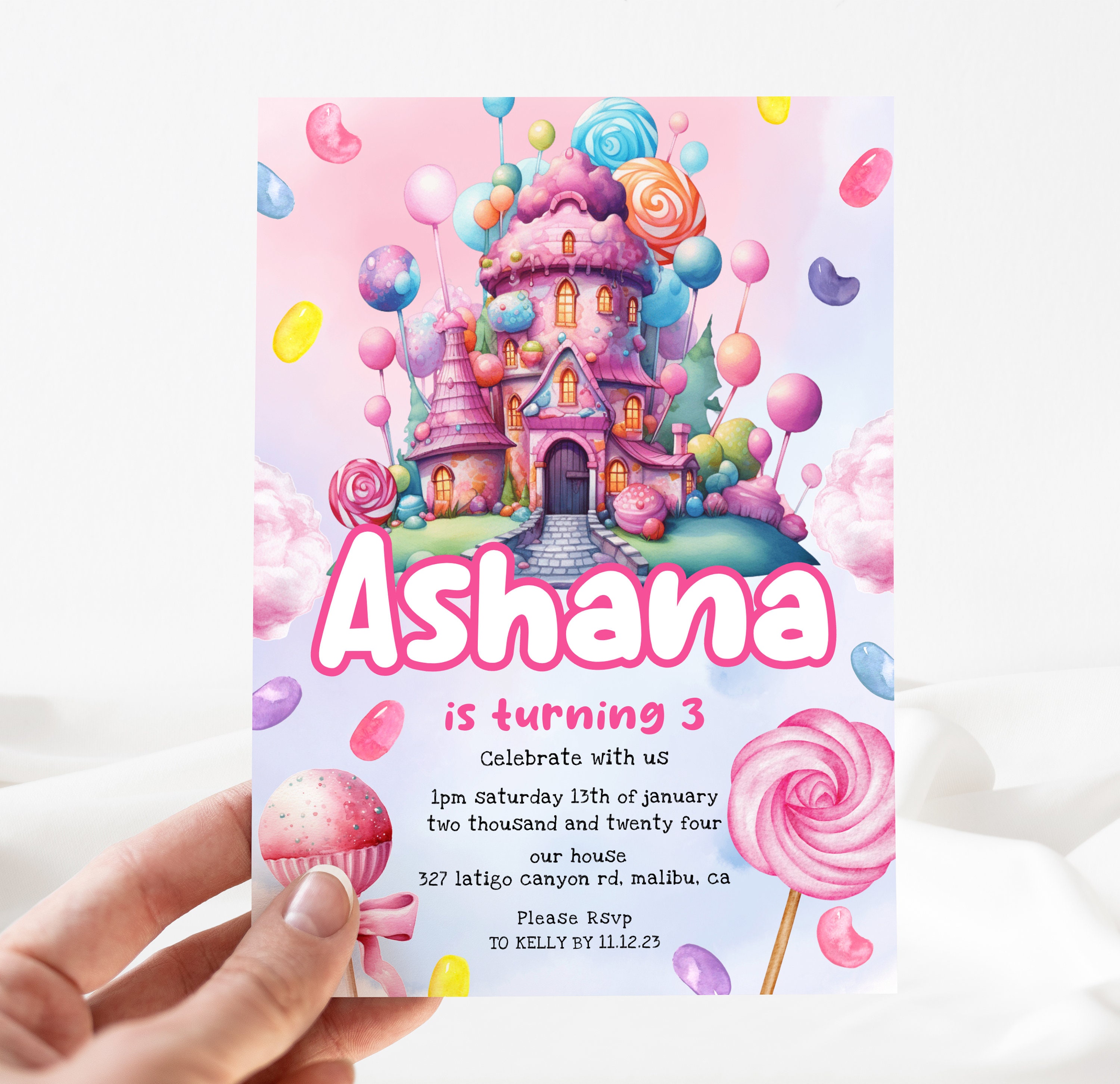 Candy 3rd Birthday Invitation, Candy Land Invitation, Candyland ...