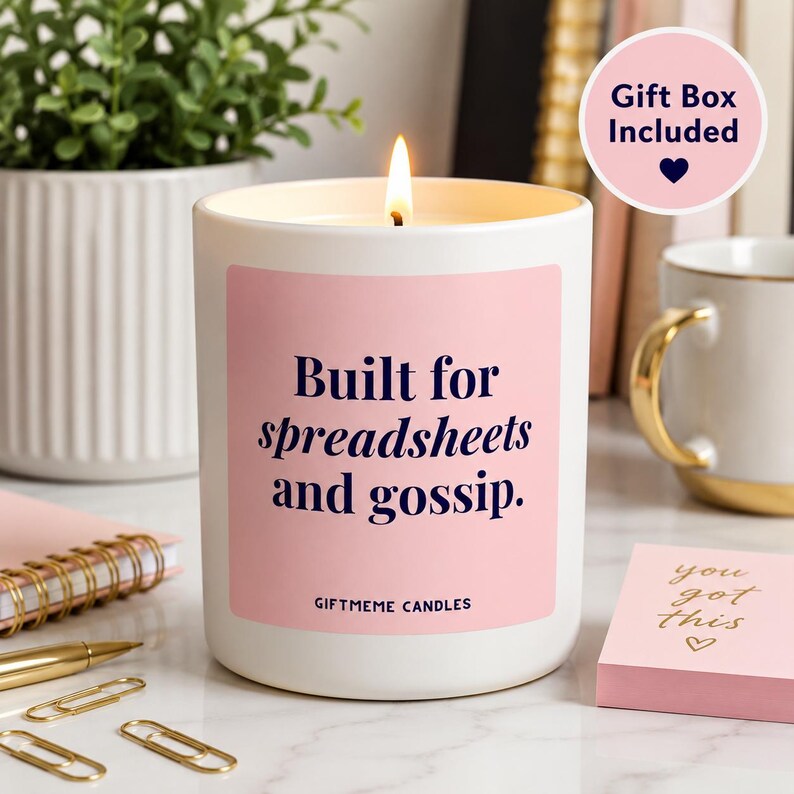 Funny Spreadsheet Gift Candle, Personalised Office Present for Accounts ...