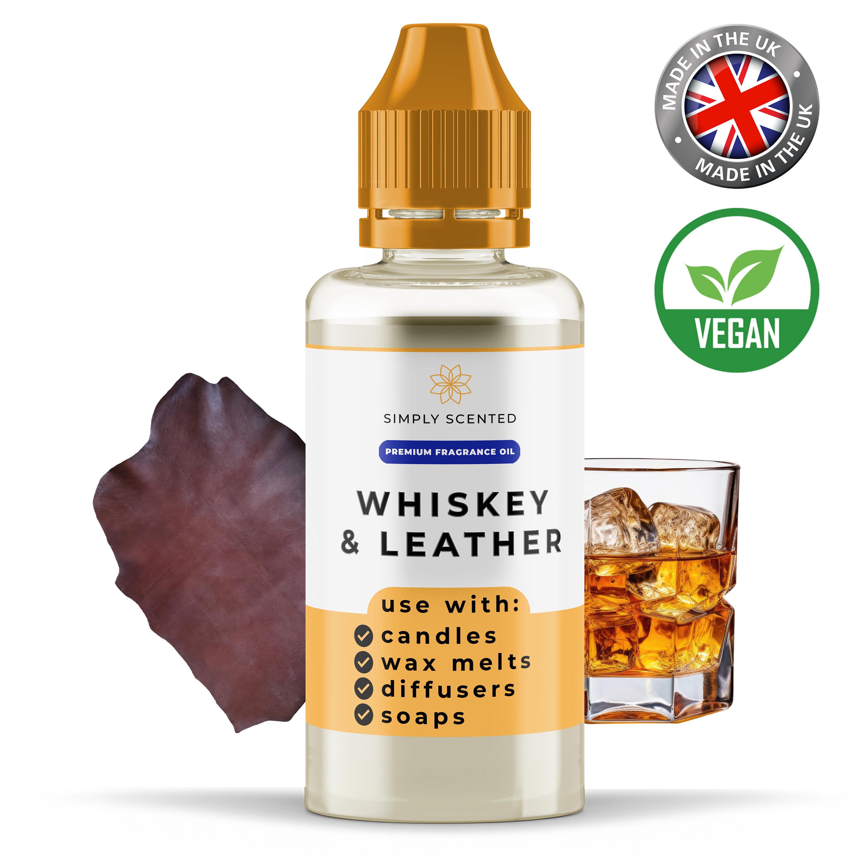 Whiskey & Leather Fragrance Oil 10ml for Candles, Melts, Soaps and ...