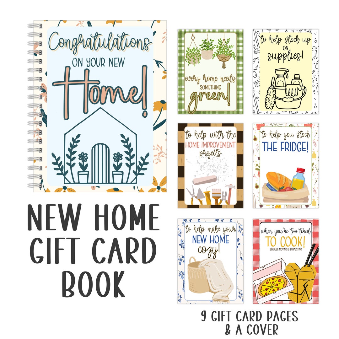 Printable New Home Owner Gift Card Book | Moving Gifts | New Home Gifts ...