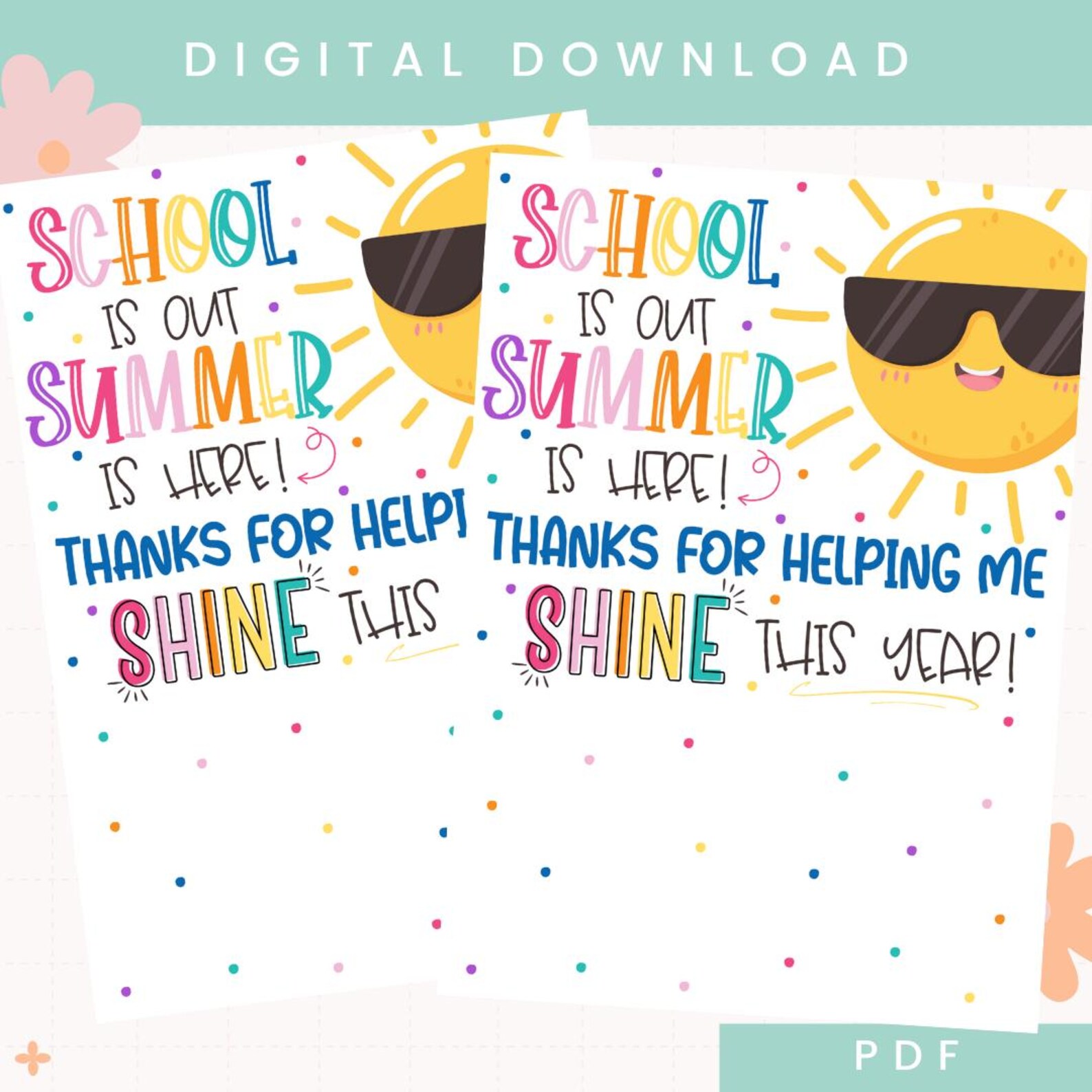 Printable End of School Year Teacher Gift Card Holder | Summer is Here ...