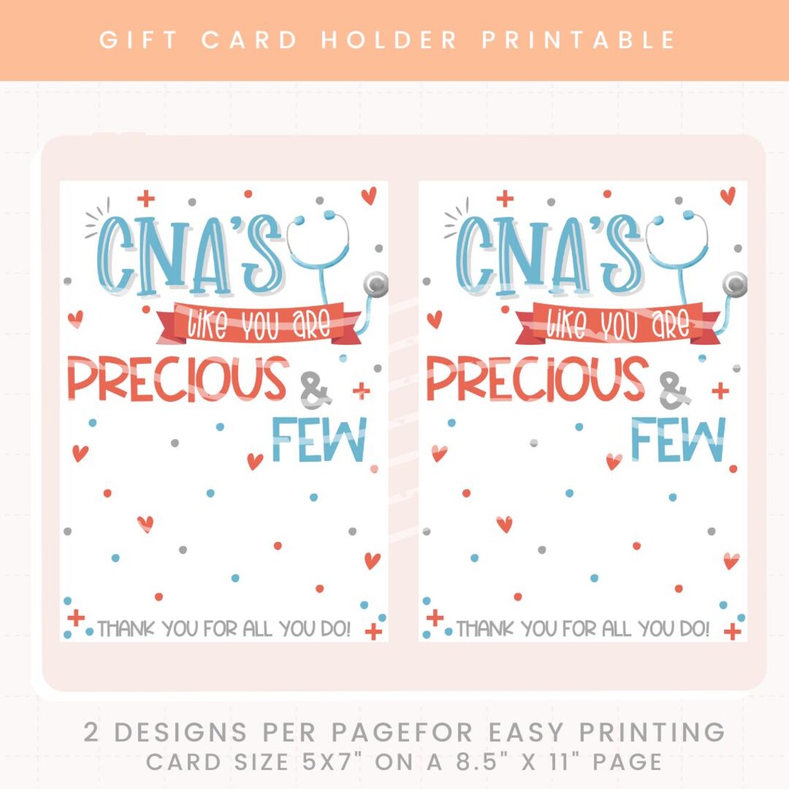 Printable CNA Appreciation Gift Card Holder | CNA Appreciation Week ...