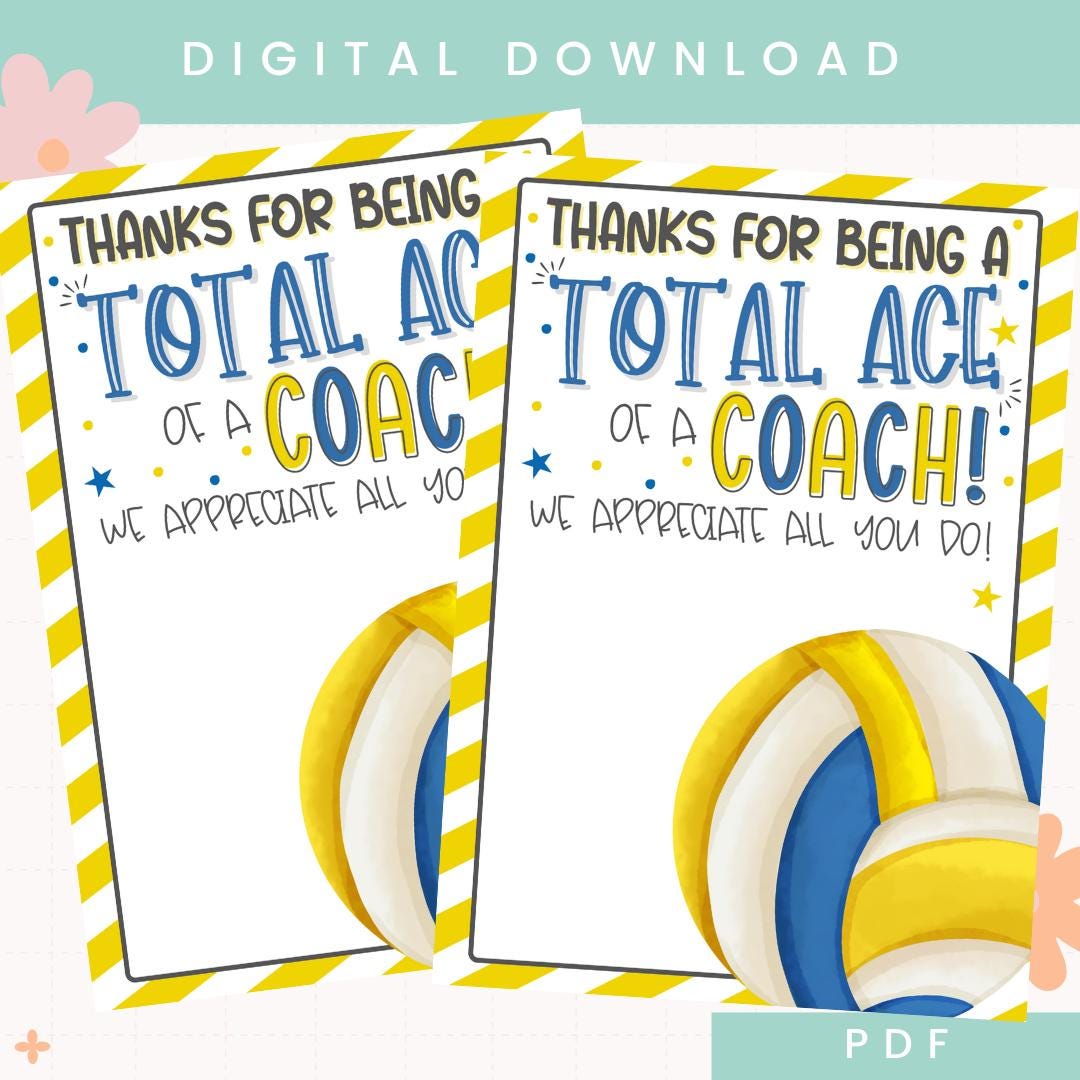Printable Volleyball Coach Gift Card Holder | Coach Appreciation Gift ...