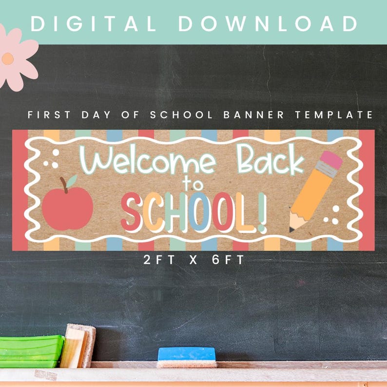 First Day of School Banner | Back to School Banner Brown Paper Banner ...