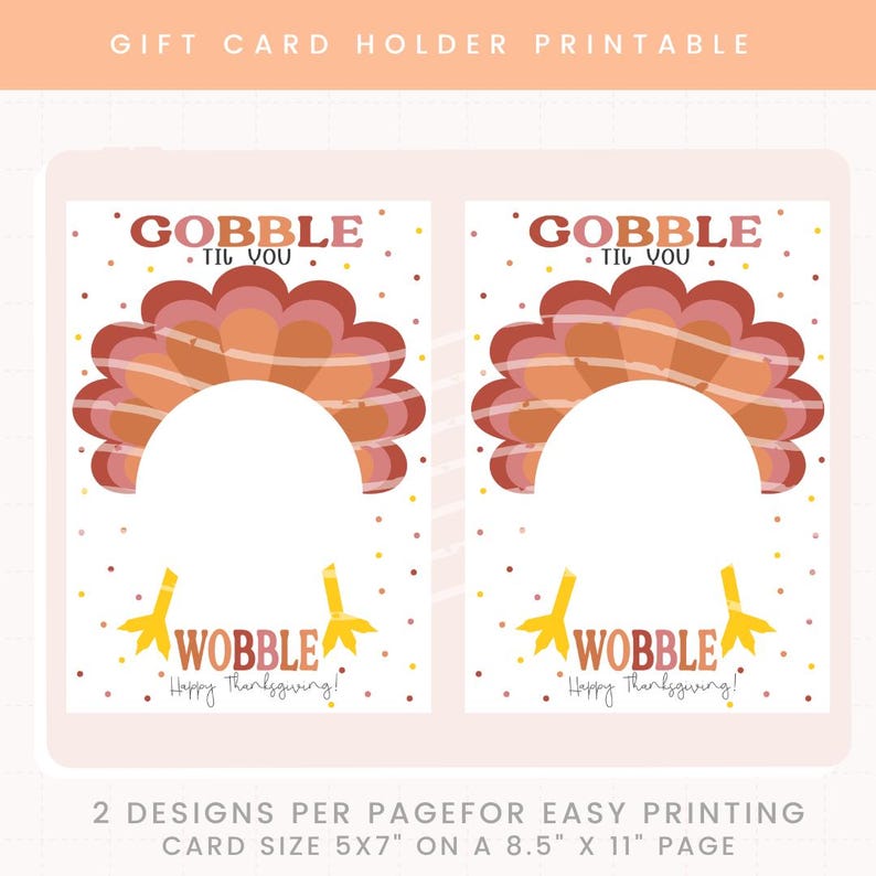 Gobble Till You Wobble Tags | Thanksgiving Treat Tag | Snack Cake Gift ...