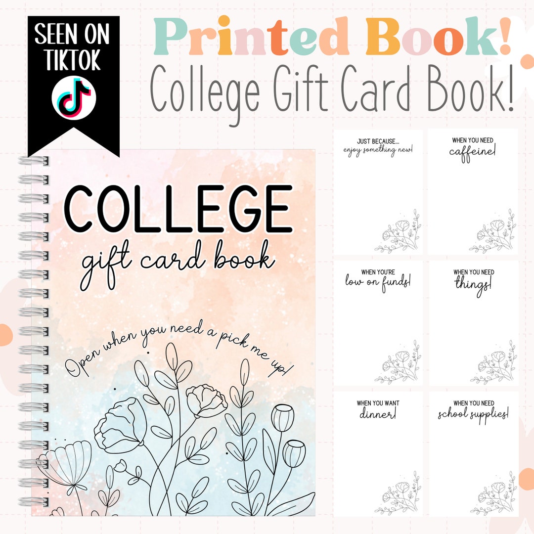Printed Simple College Survival Gift Card Book | College Care Package ...