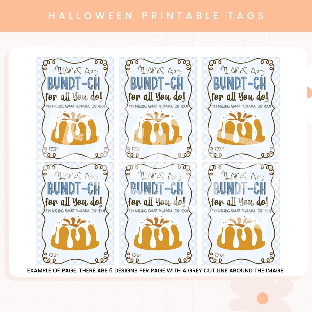 Printable Bundt Cake Gift Tags | Teacher Appreciation Week ...