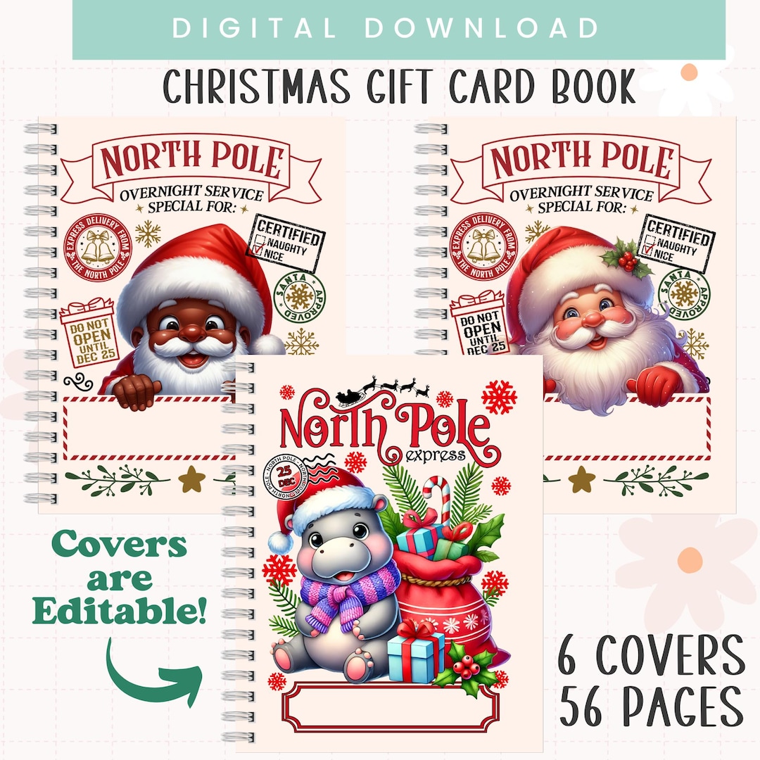 Printable Christmas Gift Card Book | Christmas Gift Card Holder ...