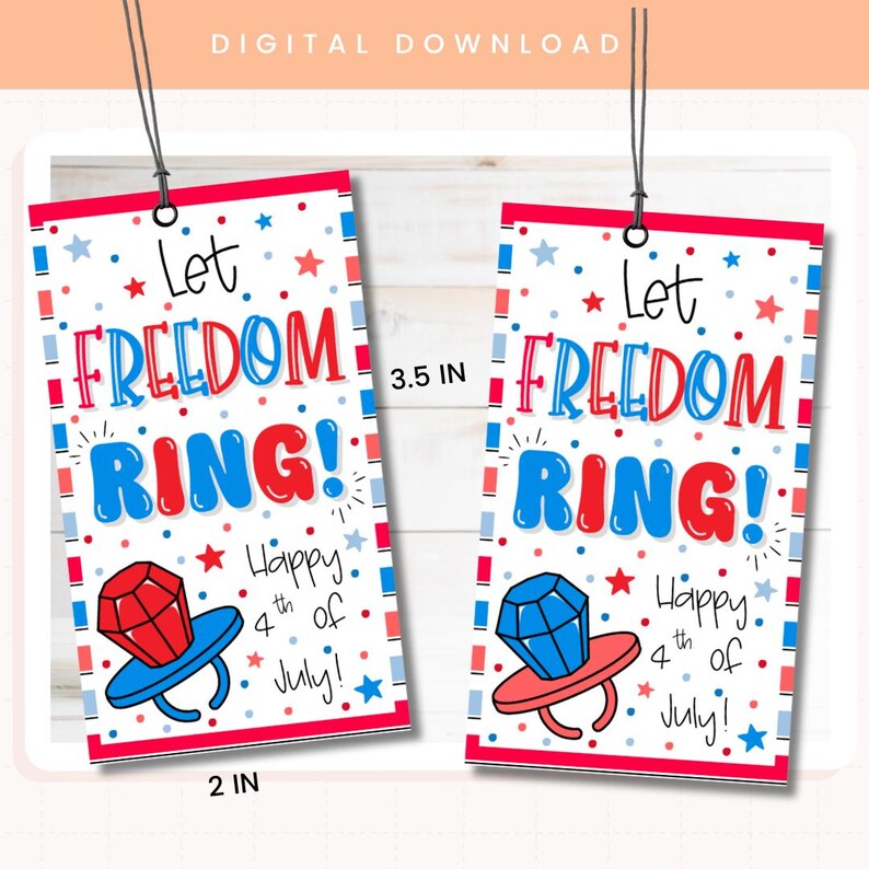 Printable Candy Ring 4th of July Gift Tags | Editable Gift Tag | Let ...
