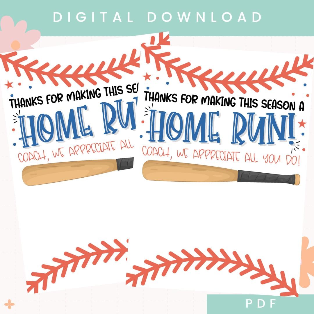 Printable Baseball Coach Gift Card Holder | Coach Appreciation Gift ...